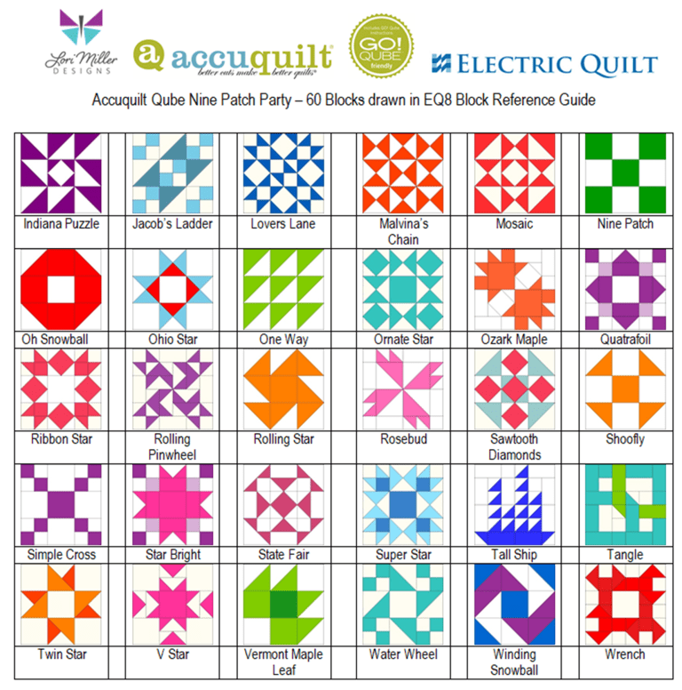 New Product! Add-on EQ8 Block Library for AccuQuilt Qube: Nine Patch ...