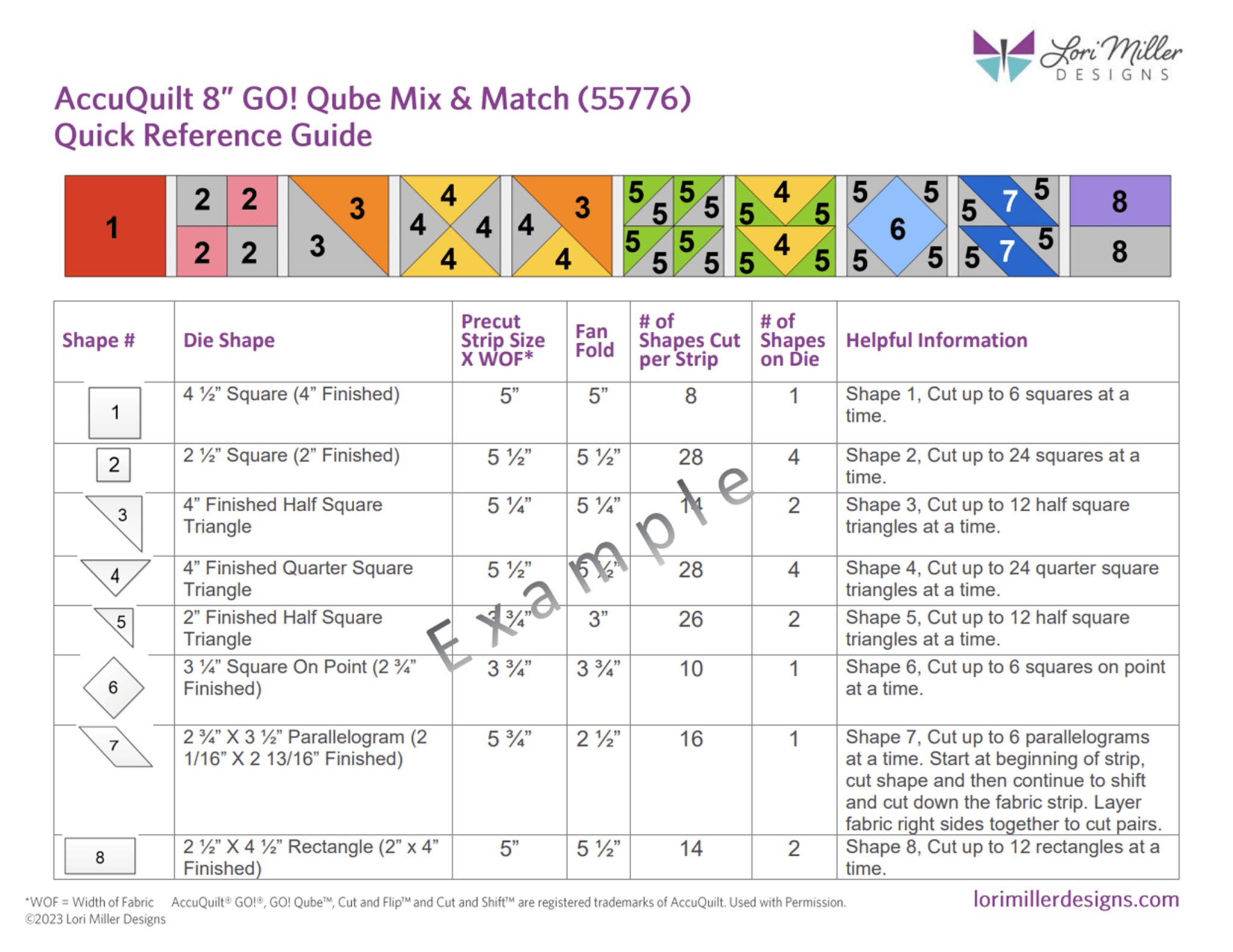 New Product! AccuQuilt Qube Quick Reference Guides | Lori Miller Designs